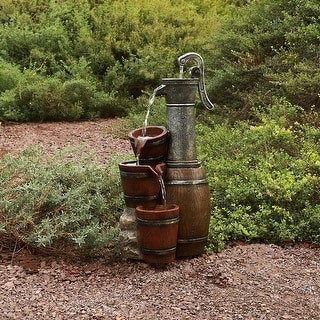 Vintage Barrel Water Pump with Buckets Fountain, 24 Inch Tall - Bed ...