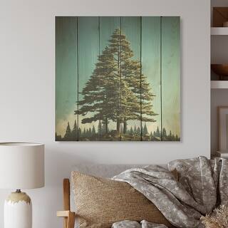 Designart "Pine Tree Perspective In Forest" Tree Pine Wood Wall Decor ...