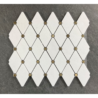 Natural Marble Diamond & Gold Metal Circle Mosaic Wall Tiles - Bed Bath ...