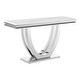 Kas 55 Inch Rectangular Sofa Table, White Stone Top, Polished Chrome ...