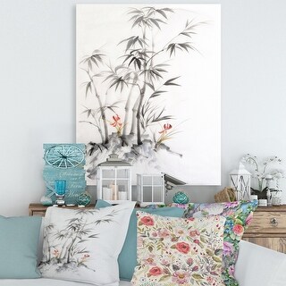 Designart "Vintage Monochrome Bamboo III" Traditional Canvas Wall Art ...