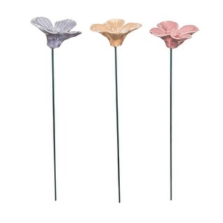 Transpac Ceramic Poppy Plant Pick Set of 3 Spring Home Decorations ...