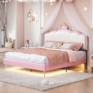 Full size Upholstered Princess Bed With Crown Headboard - Bed Bath ...