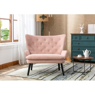 Cozy Mid-Century Accent Chair with High Back and Padded Seat, Pink ...