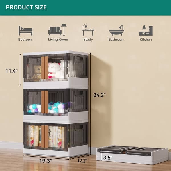 Modern Plastic Storage Closet Stackable Side Opening Collapsible ...