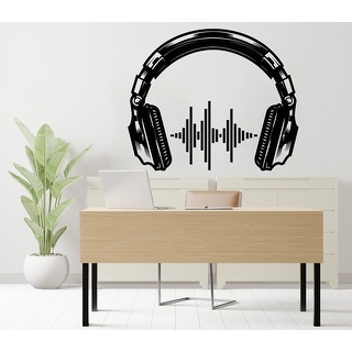 Headphone Audio Wave Wall Decal Sound Wave Wall Sticker Music - Bed ...