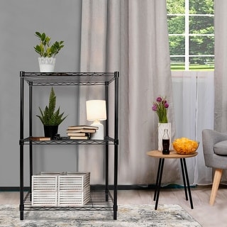 3 Tier Black Wire Shelving Unit, Heavy-Duty Standing Storage Metal ...