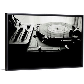 "Vinyl record spinning on record player." Black Float Frame Canvas Art ...