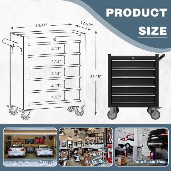 5-Drawer Heavy Duty Rolling Tool Chest Tool Storage Box - Bed Bath ...
