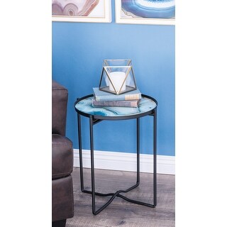 Light Blue Iron Contemporary Accent Table 19 x 16 x 16 - 16 x 16 x ...