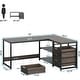 59 inch L Shaped Computer Desk with Storage Drawers for Home Office ...