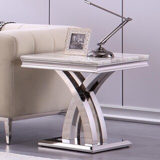 Modern Metal End Table with Square Gloss Top and X-Cross Base - On Sale ...