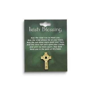 Curata Gold-Tone Celtic Cross Irish Blessing with Green Stone Lapel Pin ...