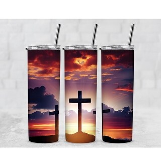 Good Friday Three Crosses Christian 20 Oz Skinny Metal Tumbler w/Lid ...