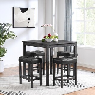 5 Piece Industrial Breakfast Dining Table Set with Dining Table and 4 ...