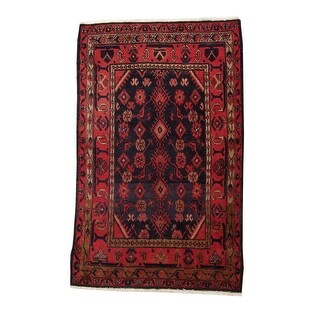 Wahi Rugs Traditional Hamadan Fair Condition Wool Hand Knotted Rug 4 ...