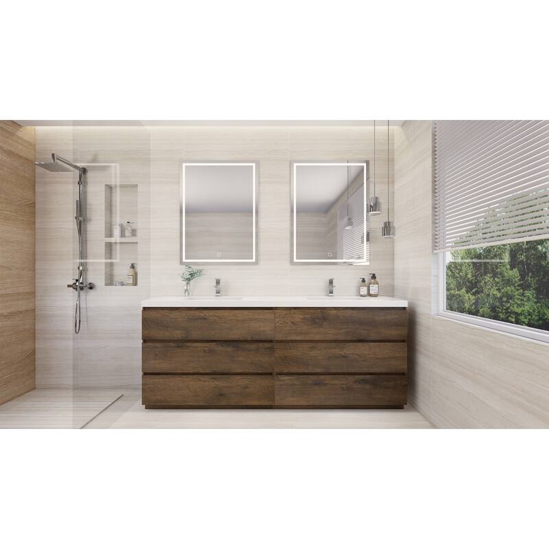Aron 84'' Freestanding Vanity with Double Reinforced Acrylic Sink ...