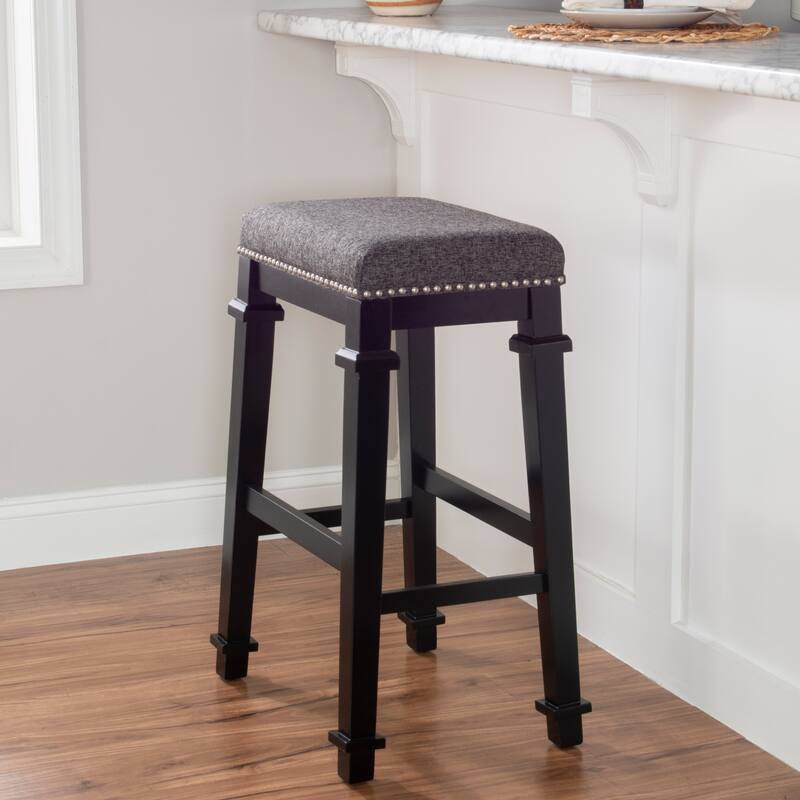 Mayfair Black & White Tweed 31-inch Backless Bar Stool - Bed Bath ...