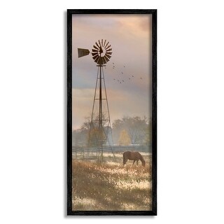 Stupell Grazing Horse Rural Windmill Pasture Framed Giclee Art by Lori ...
