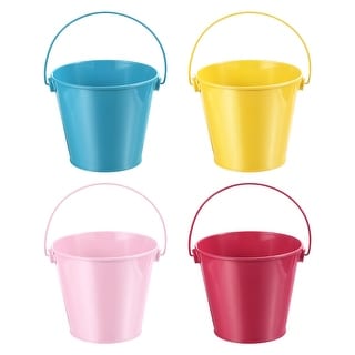 4Pcs 5"x4" Small Metal Bucket Colorful Mini Buckets with Handles ...