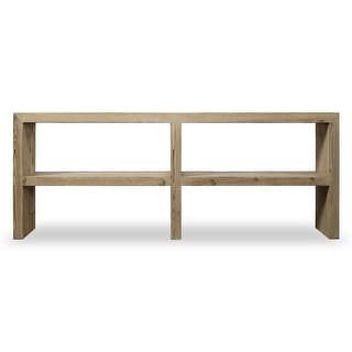 Long Waterfall Console with Double Shelves Weathered Natural Approx 87 ...