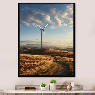 Designart "Wind Turbines Minimalist Motion I" Wind Turbines Framed ...
