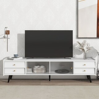 66.9'' Elegant Slanted Drawers TV Cabinet for TVs Up to 70 in with ...