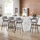 Hausfame Set of 2 Linen Swivel Counter & Bar Stool with Metal Footrest ...