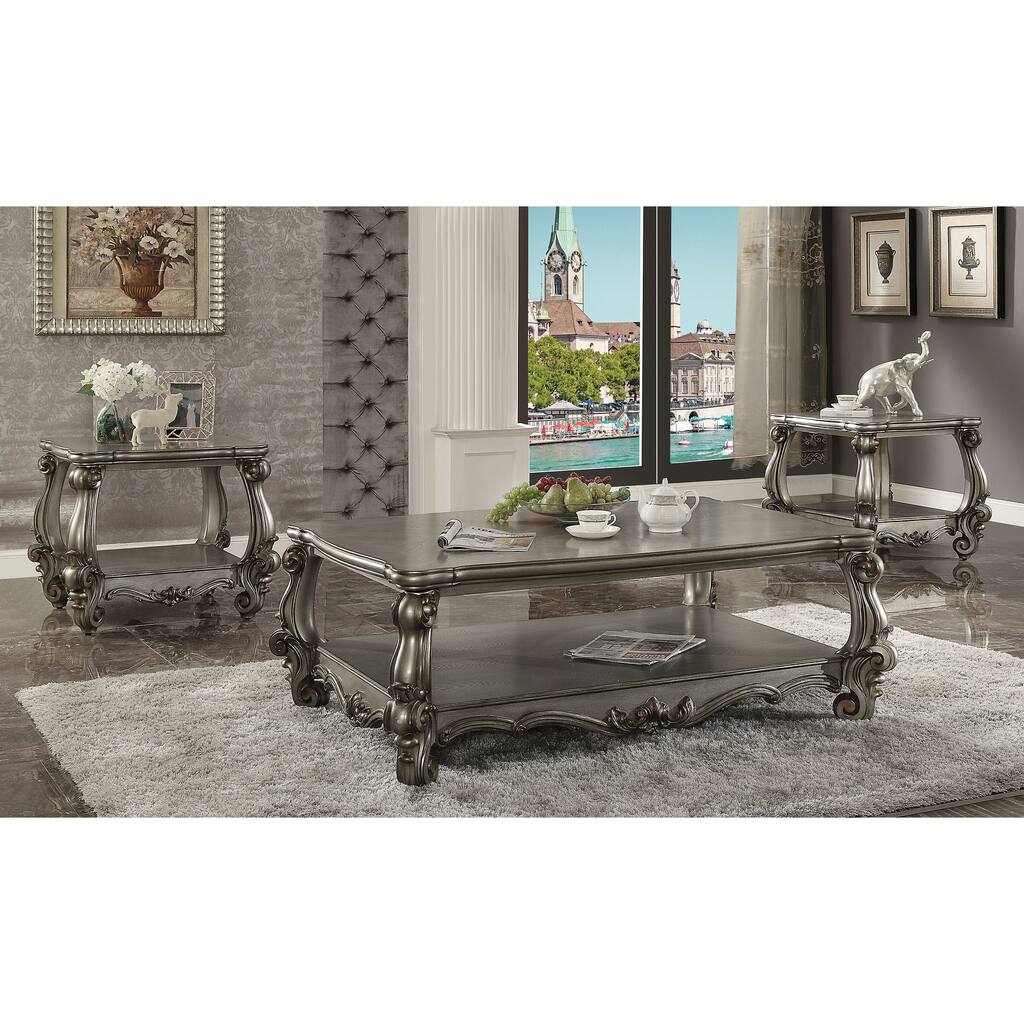 ACME Versailles Coffee Table, Antique Platinum - Overstock - 21619779
