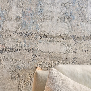 EXQUISITE RUGS Laureno Hand-knotted Bamboo Silk Silver Blue Area Rug ...