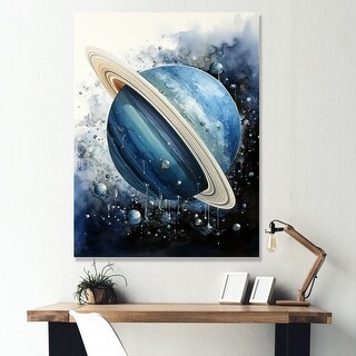 Designart "Sapphire Saturn Cosmic Wonder II" Our Solar System Wall Art ...