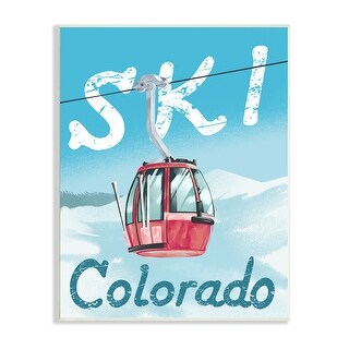Stupell Ski Colorado Winter Mountain Trolly Snowy Hill Wood Wall Art ...