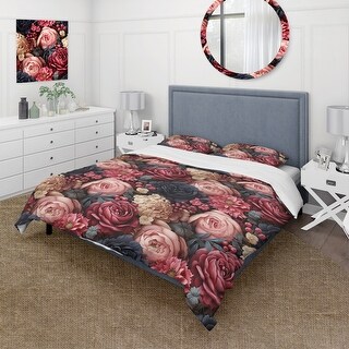 Designart "Victorian Rose Lavish Floral Pattern" Cottage Bedding Set ...
