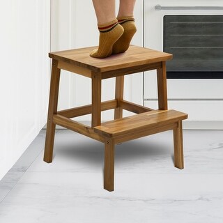 Acacia Wood Two Steps Stool - Bed Bath & Beyond - 36653510