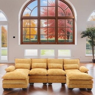 Modern Large Chenille Fabric U-Shape Living Room Sectional Sofa ...