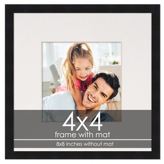 4x4 Frame with Mat - Black 8x8 Frame Wood Made to Display Print or ...