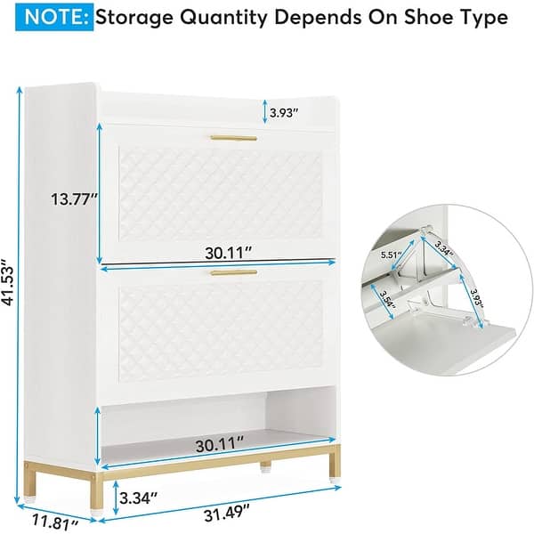 Modern Tipping Bucket Shoe Cabinet with 2 Flip Drawers and Open Shelf ...