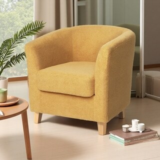 Fabric Tub Chair with Rounded Back, Sloped Arms & Birch Wood Legs ...