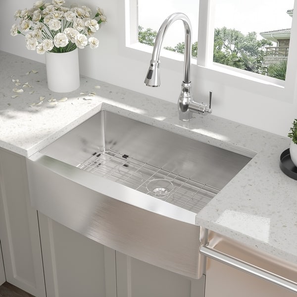 Stainless Steel Apron Front Farmhouse Sink 10 Inch Deep - 30X21 - Bed ...