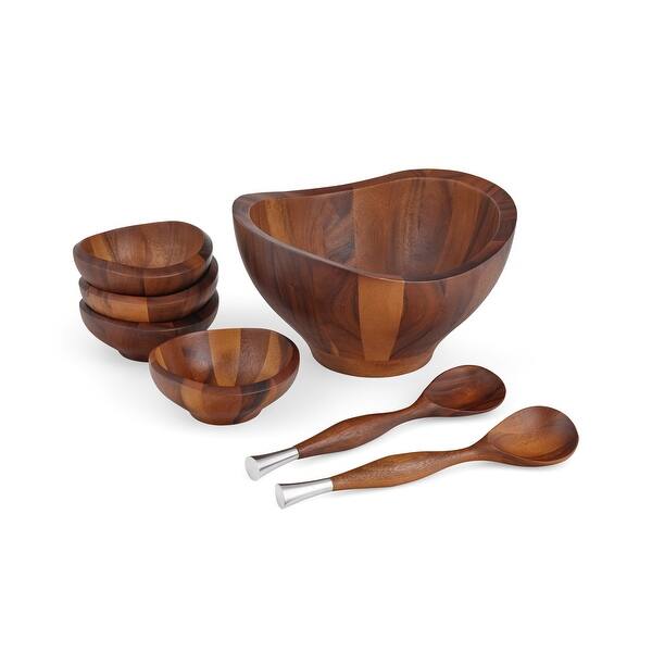 Nambe Solstice 7 Piece Acacia Wood Salad Set - On Sale - Bed Bath ...