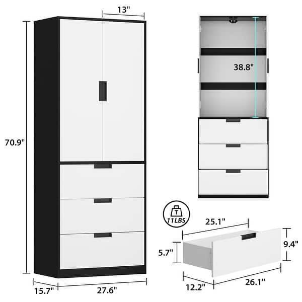 Combo Wardrobe Armoire Closet Wardrobe Cabinet Hall Tree Entry Bench ...