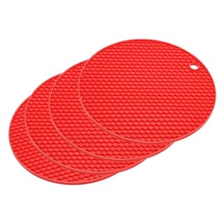 4pcs Silicone Trivet Mat Heat Resistant Pot Holders Hot Pads-Red - Red ...