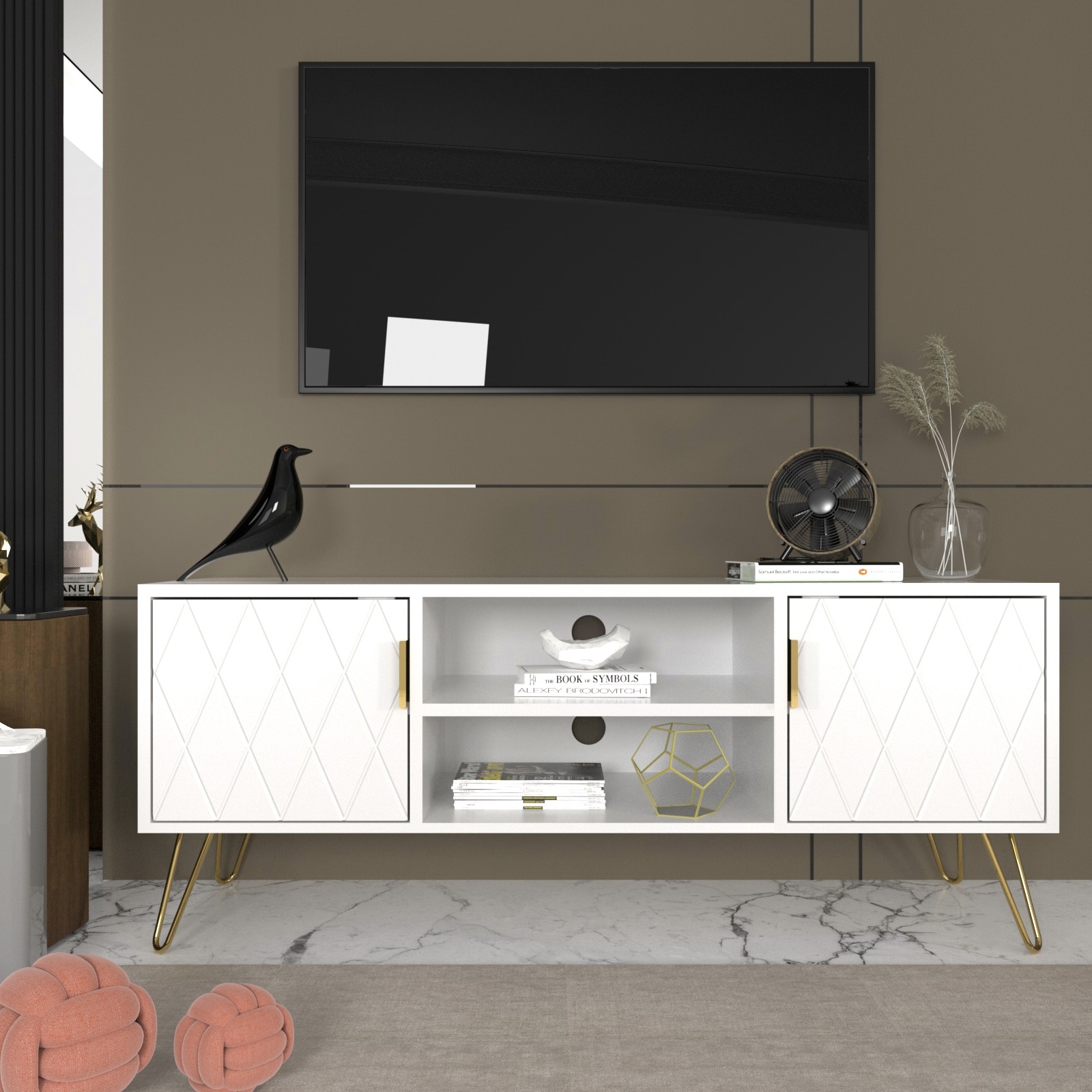 Tv Stand 60 Inch Console Media Entertainment Center Storage Drawers Living Room Bedroom Metal Laminate Bed Bath Beyond 29003399