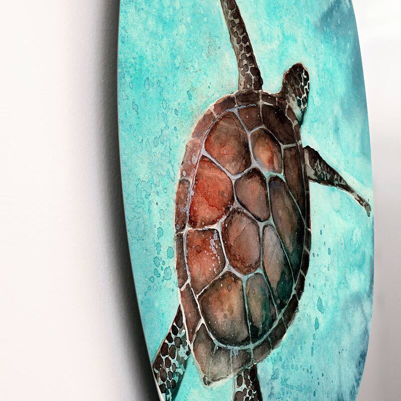 Designart Colorful Sea Turtle Swimming In The Ocean Nautical