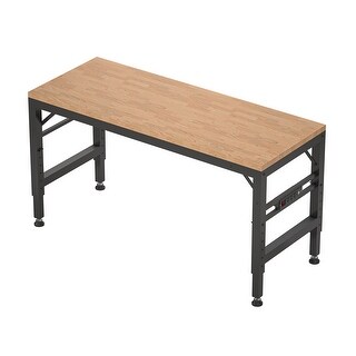 Adjustable Height Workbench,60" Rubber Wood Top Heavy duty Workstation ...