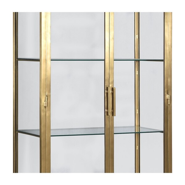 Carley 84 inch Tall Narrow Brass Finished Iron Glass Display Cabinet Bed Bath Beyond 36779620