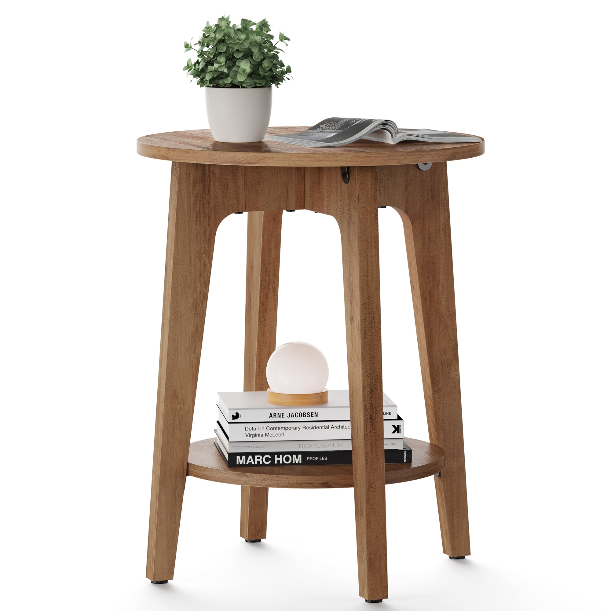 LAX Nutmeg Brown Wood Round End Table with Storage - On Sale - Bed Bath ...