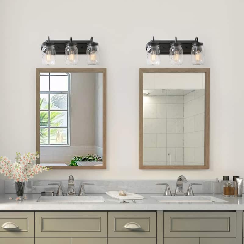 Kole Modern Farmhouse 3-Light Bathroom Vanity Light Glass Wall Sconces ...