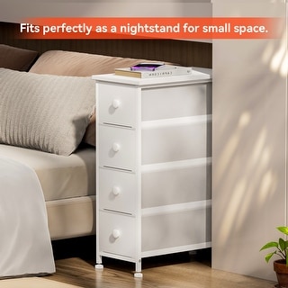 Storage Tower with 4 Removable Fabric Drawers - Slim Dresser with Steel ...