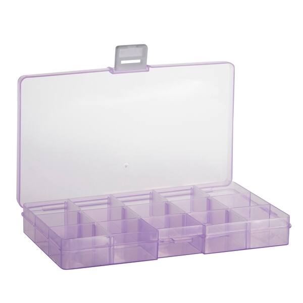Plastic Bead Organizer Box with Dividers, 15 Grid Craft Supplies (7x4x1 ...